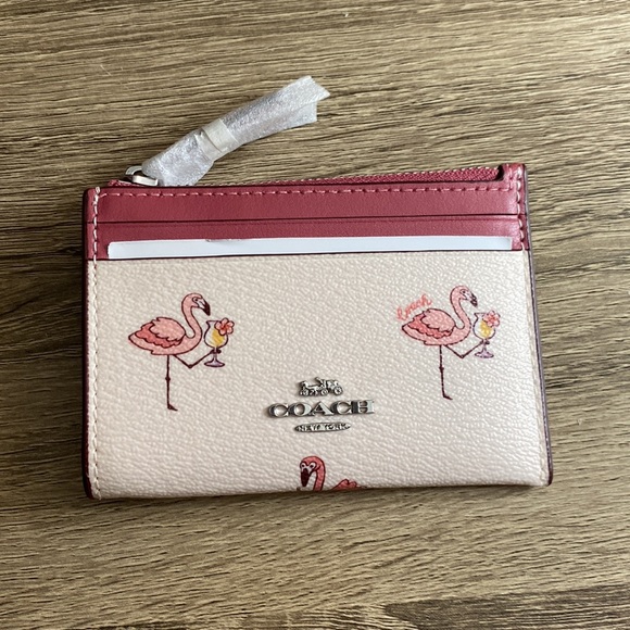 Coach | Bags | Mini Skinny Id Case With Flamingo Print Nwt | Poshmark